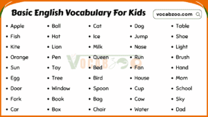 100+ Basic English Vocabulary Words for Kids with Meanings - Vocabzoo