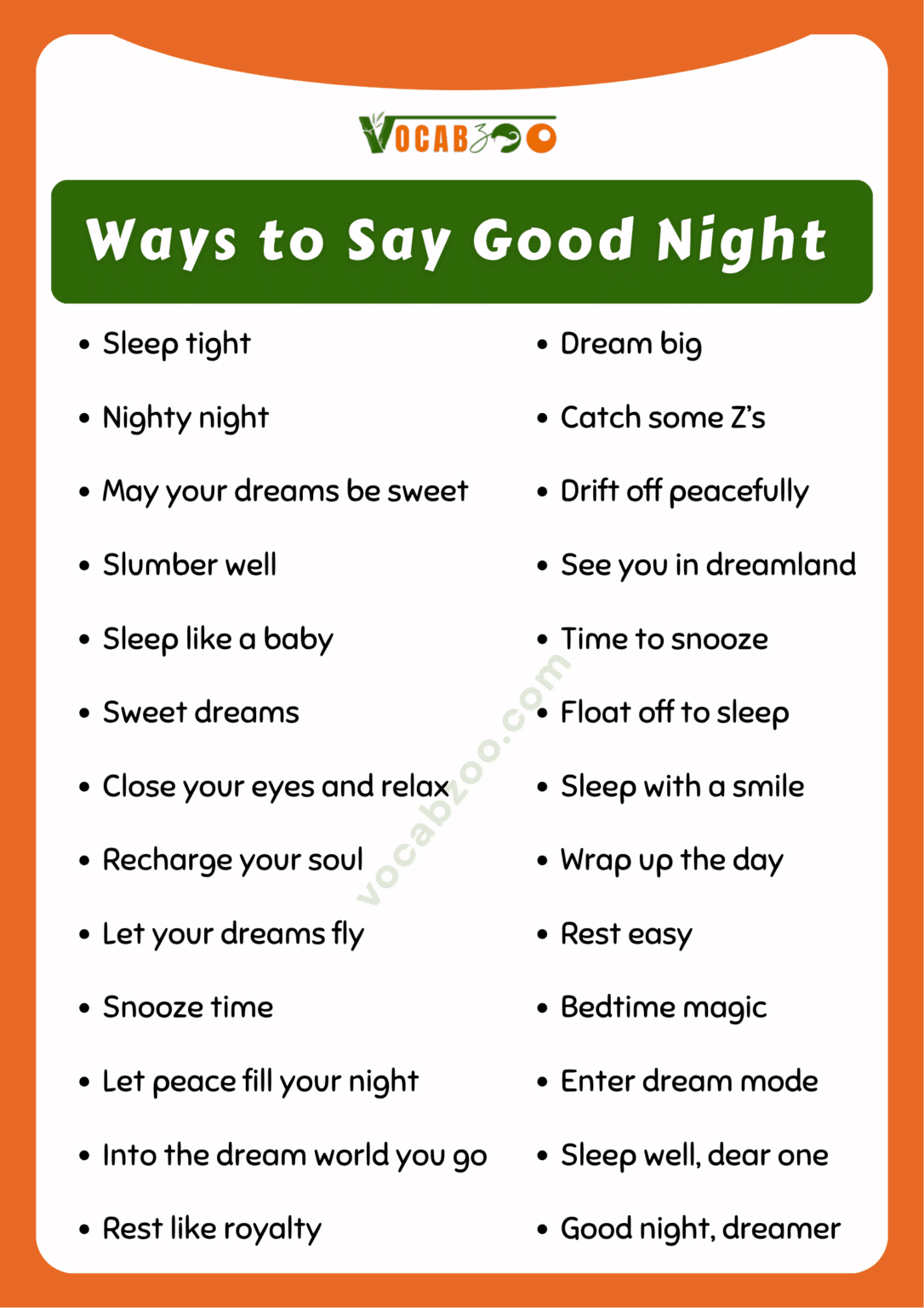 100 Different Ways to Say Good Night in English
