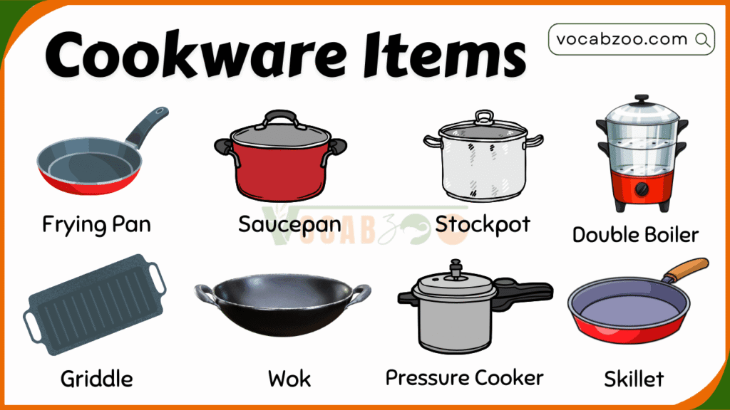 20 Cookware Names and Pictures in English | Types of Cookware