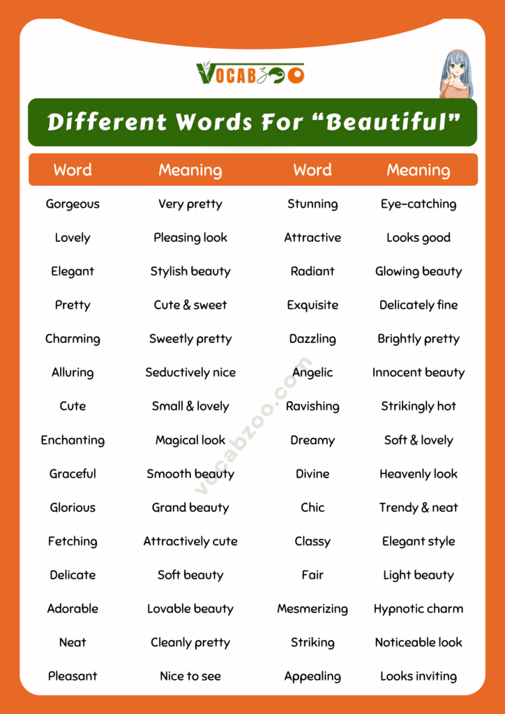 Different Words for Beautiful in English | 100 Words for Beautiful