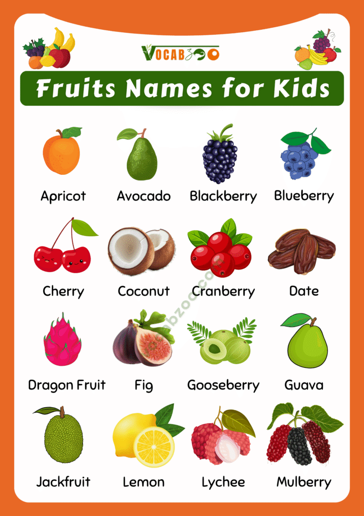 Fruits and Vegetables Names For Kids with Their Pictures - Vocabzoo