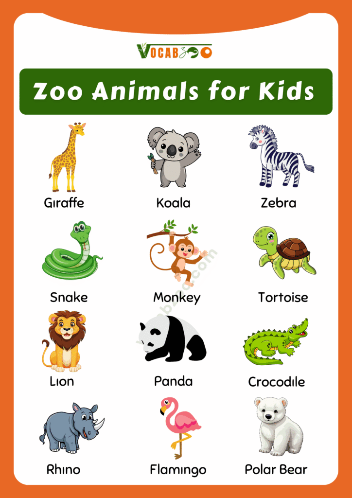 40 Zoo Animal Names for Kids Learning English with Pictures