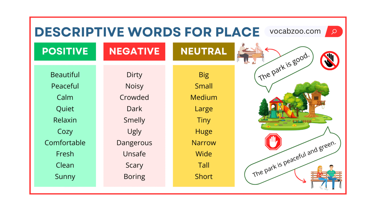 Descriptive Words to Describe a Place in English - Vocabzoo