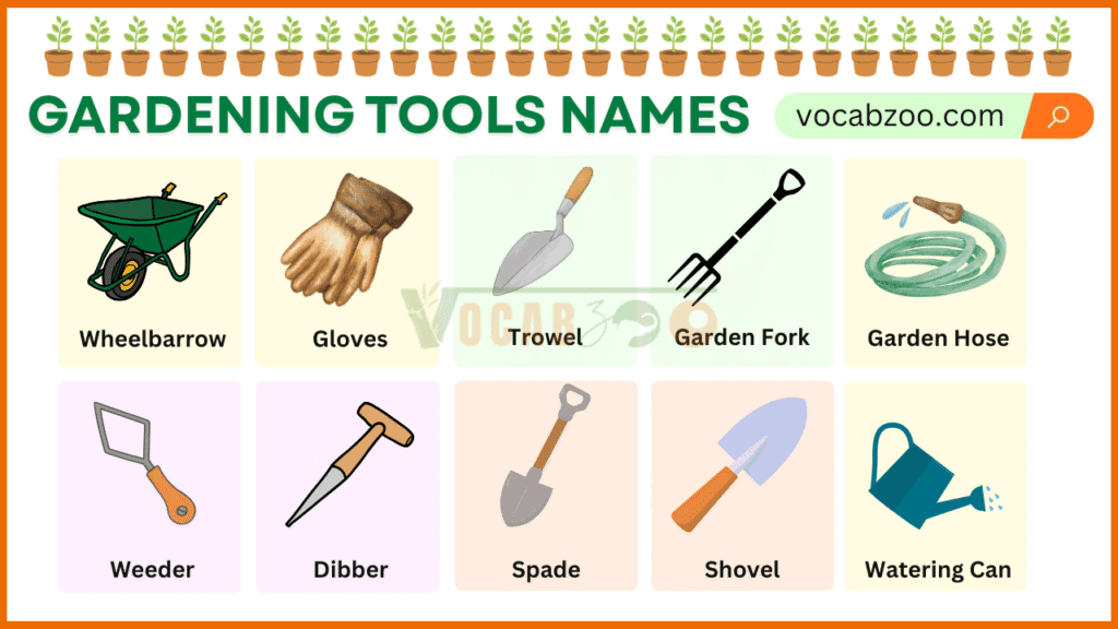 List of Gardening Tools Names in English with Their Pictures - Vocabzoo
