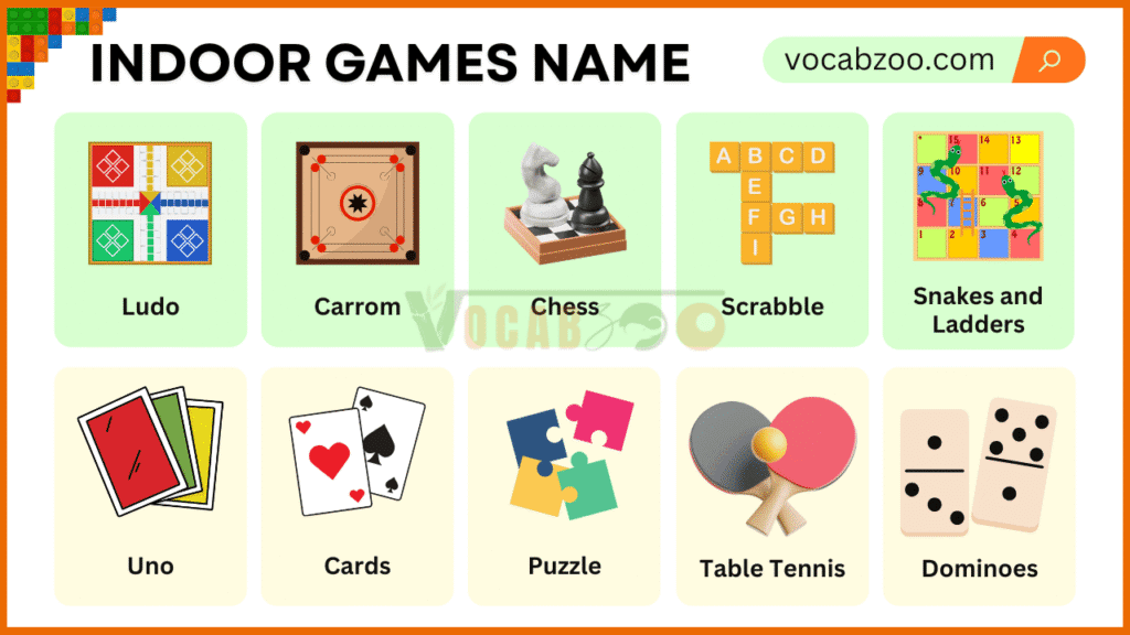 Indoor Games Names in English with Their Pictures - Vocabzoo