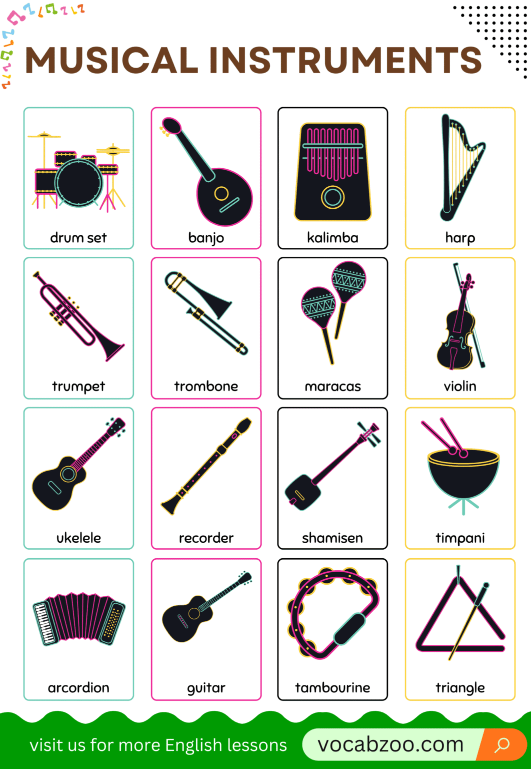 Names of Musical Instruments with Their Pictures - Vocabzoo