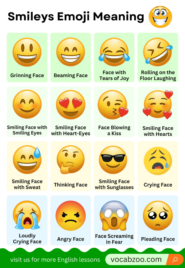 Smileys Emoji Meaning and Usage with Pictures - Vocabzoo