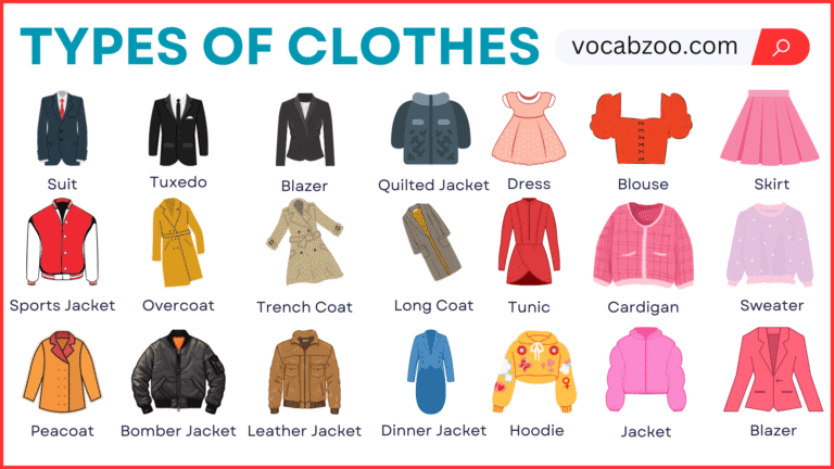 Types of Clothes in English with Their Pictures - Vocabzoo