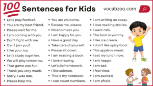 100+ Fun and Simple Sentences for Kids in English - Vocabzoo