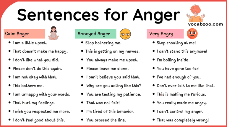 100 Sentences for Anger in English with Pictures - Vocabzoo