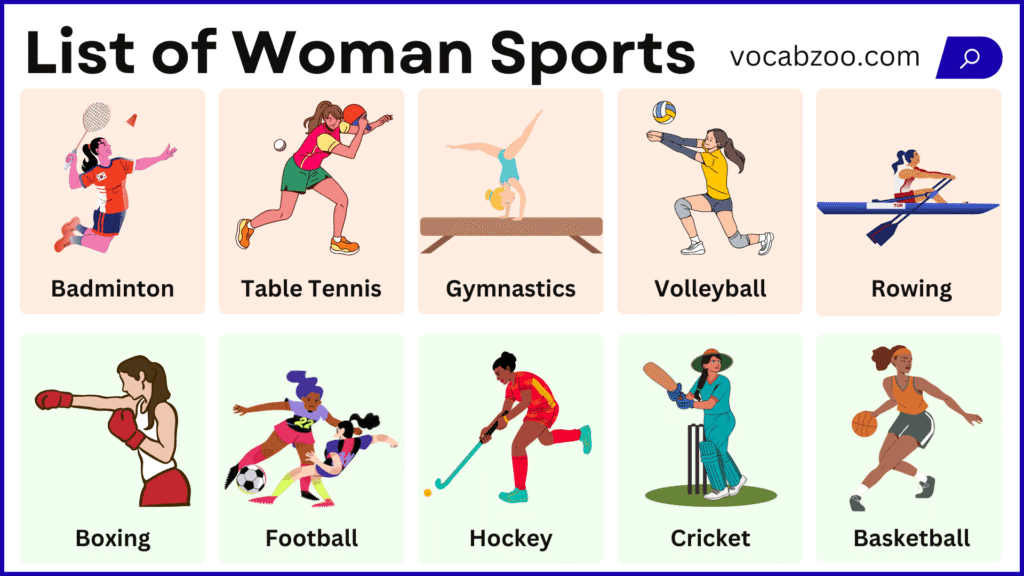 List of Woman Sports Names with Pictures - Vocabzoo