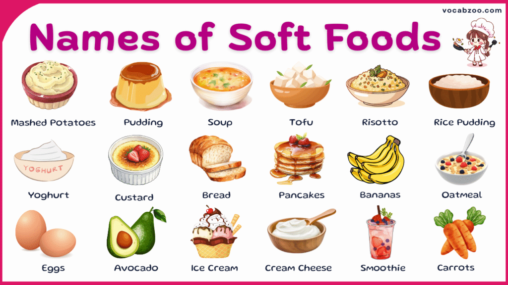 100 Soft Foods Names in English with Pictures
