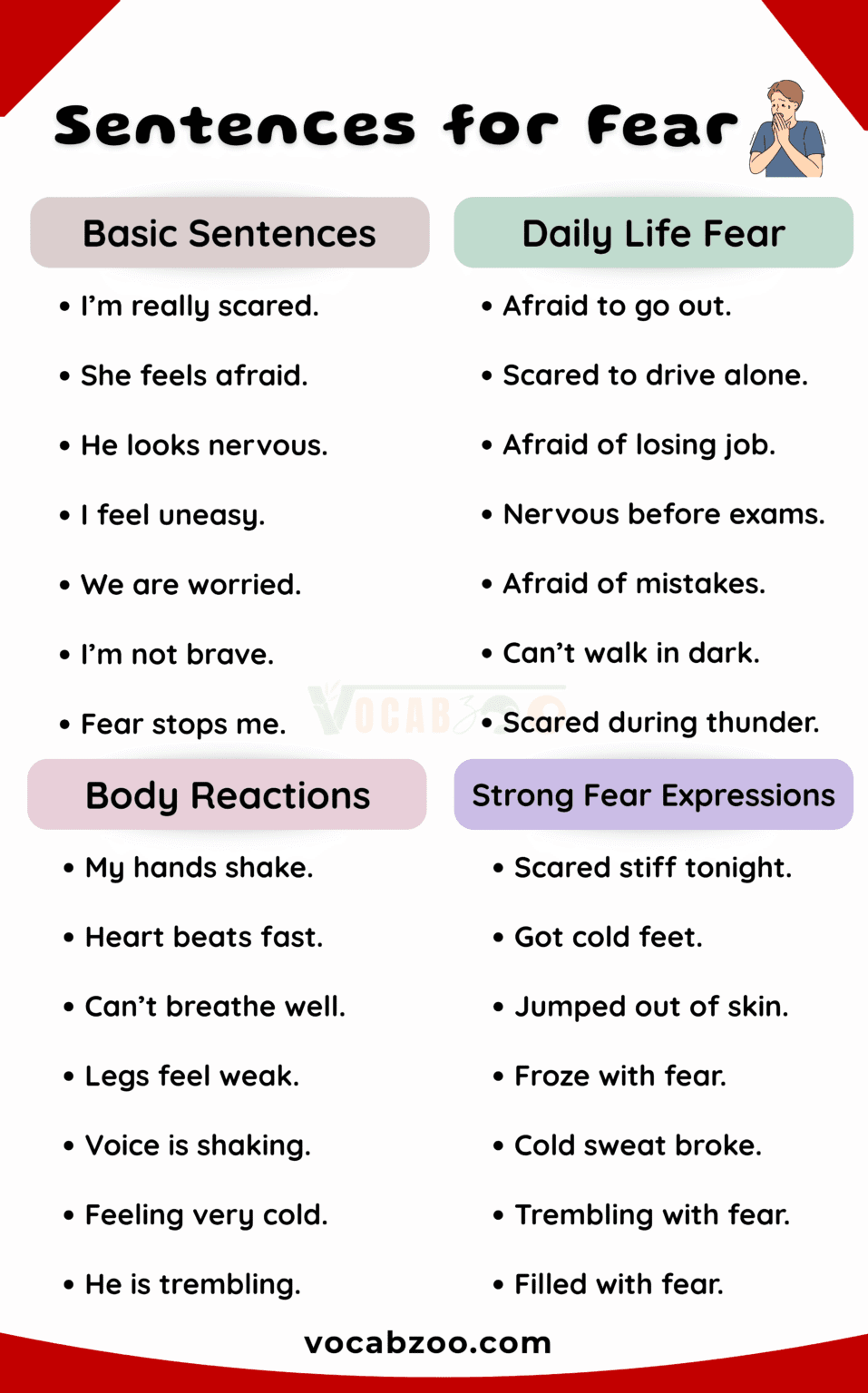 Sentences for Fear: 30 Ways to Say You’re Scared in English