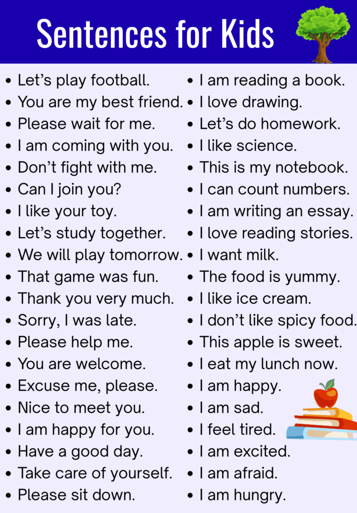 100+ Fun and Simple Sentences for Kids - Vocabzoo