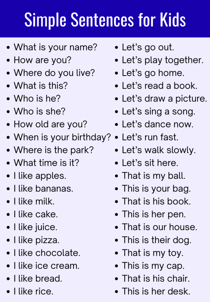 Simple Conversation Sentences for Kids in English with Pictures - Vocabzoo