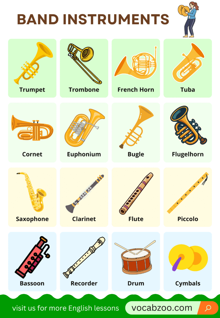 40 Band Instruments Names, Uses, and Pictures - Vocabzoo