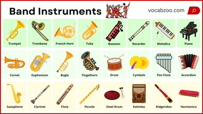 40 Band Instruments Names, Uses, and Pictures - Vocabzoo