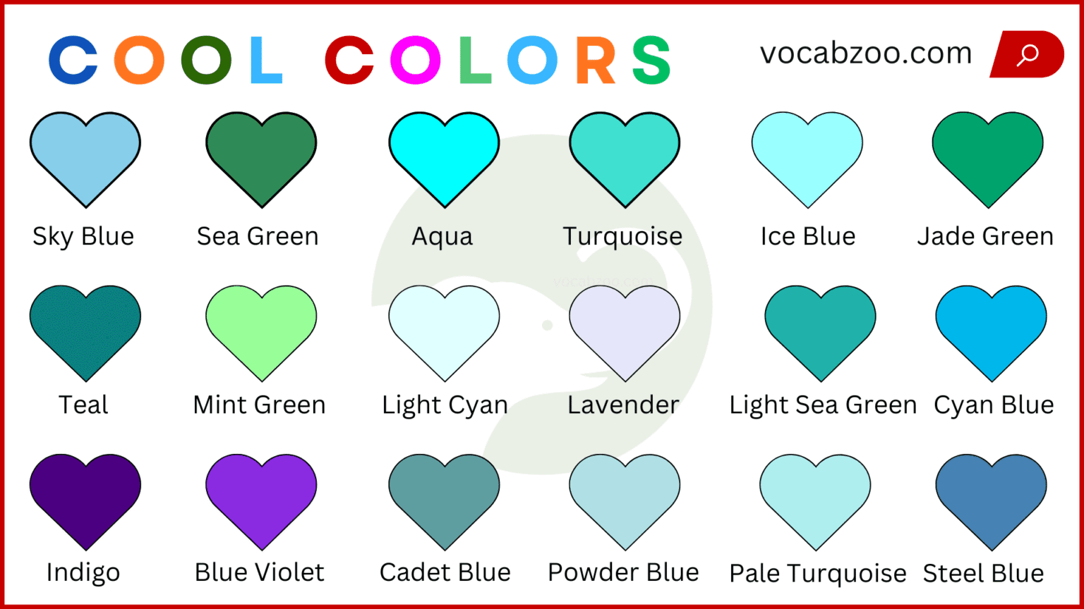 Cool Colors with Colors Names in English and Pictures - Vocabzoo