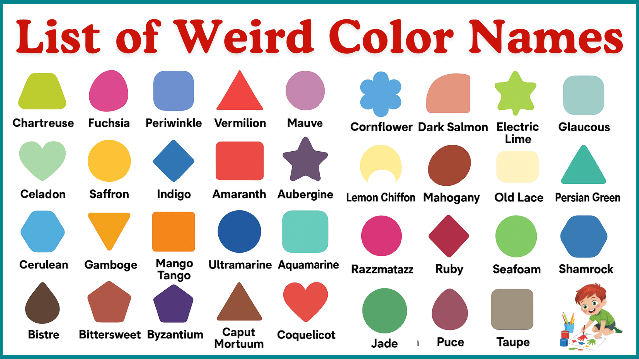 Weird Color Names with Colors and Pictures - Vocabzoo