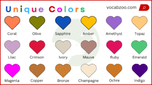 Unique Color Names with Colors and Pictures - Vocabzoo