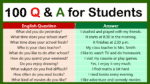 100 English Questions for School Students with Answers