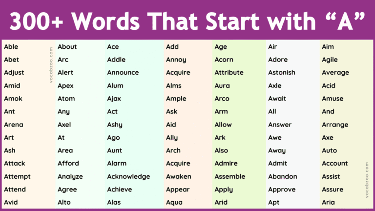 2 Letter Words with A - Words List with A in English