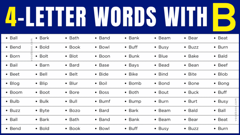 1000+ Words That Start with B | List of Words Starting with B