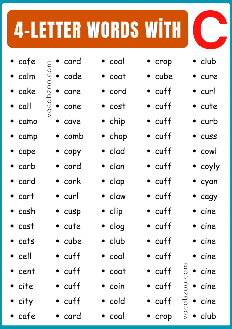 4 Letter Words that Start with C | 250+ C-Words - Vocabzoo