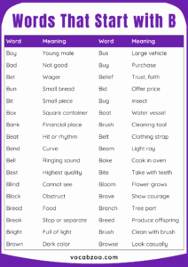 1000+ Words That Start with B | List of Words Starting with B - Vocabzoo