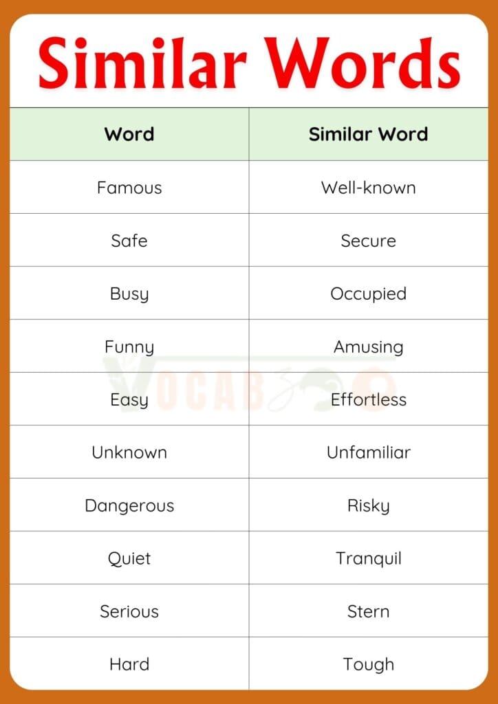 100+ Similar Words in English with Meanings and Pictures