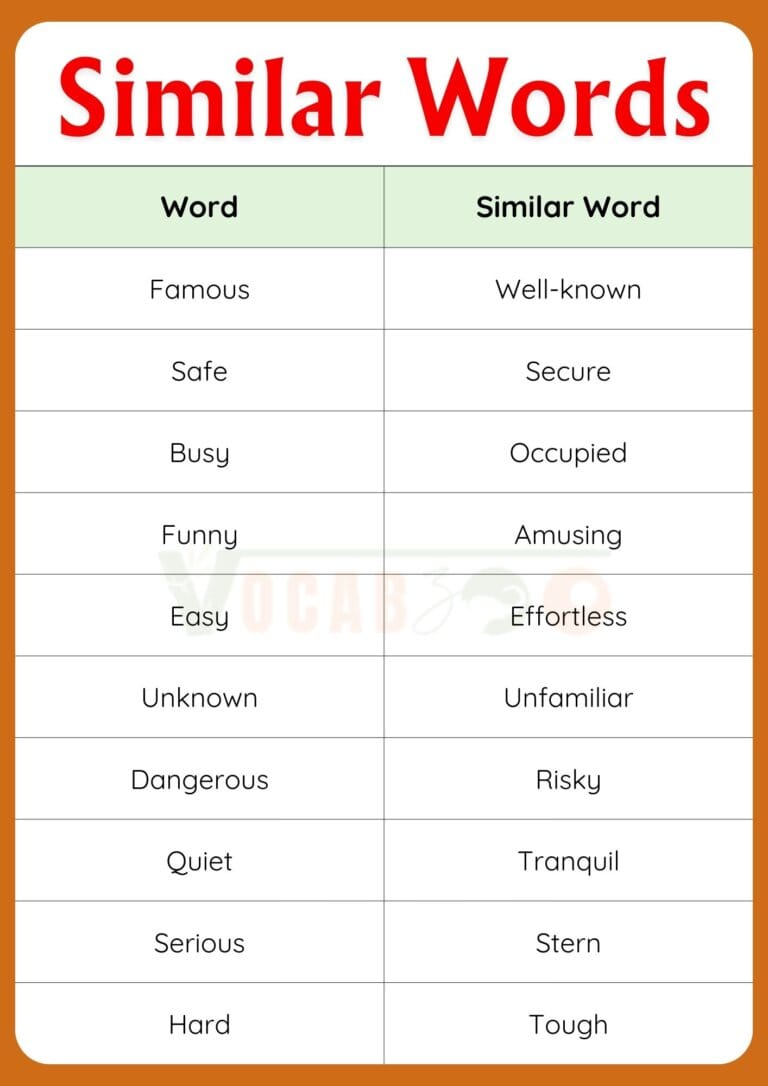 100+ Similar Words in English with Meanings and Pictures