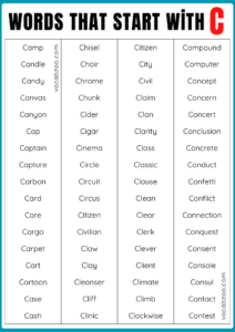 1500+ Words that Start with C | C-Words List in English