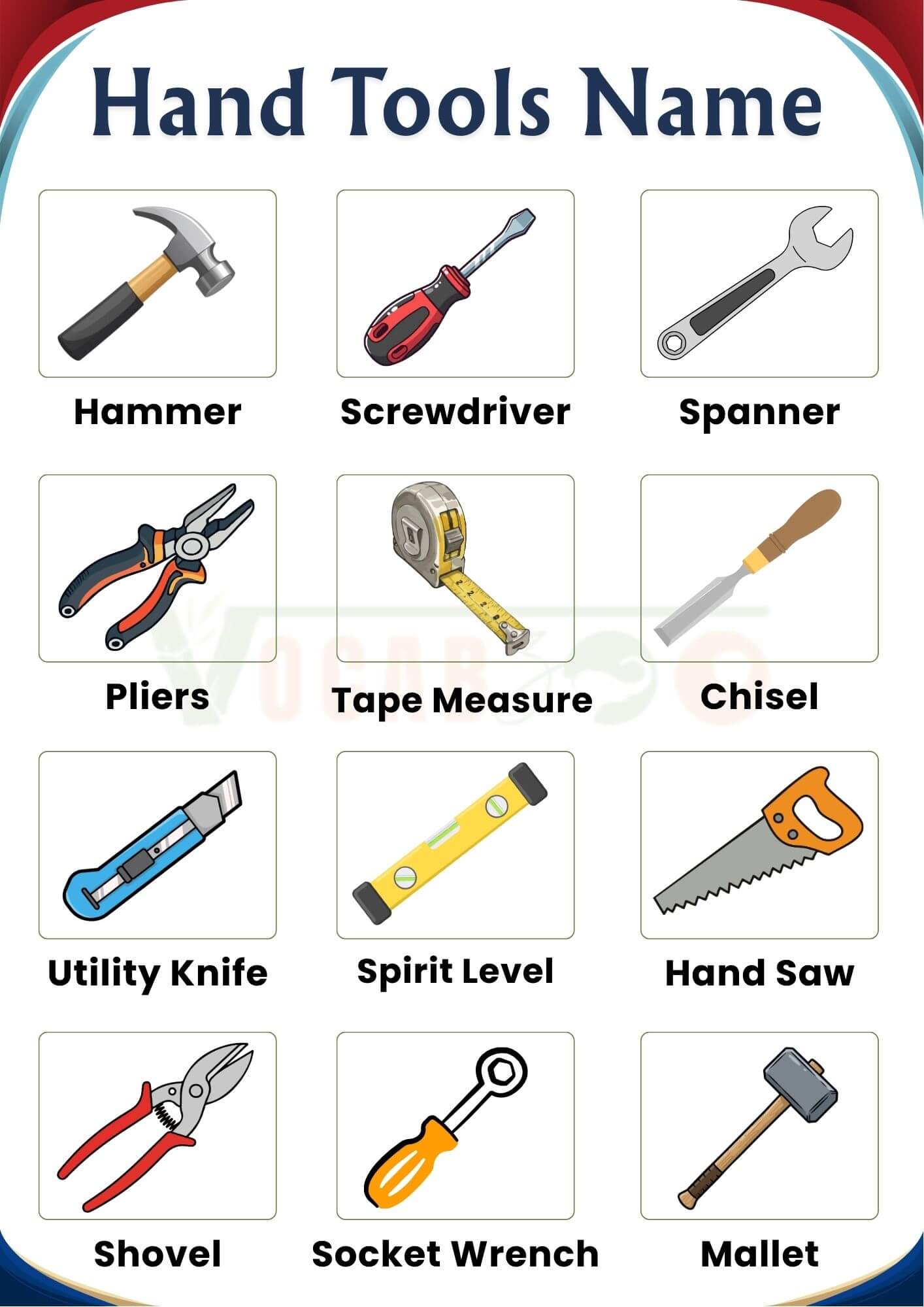 26 Hand Tools Name in English with Pictures - Vocabzoo