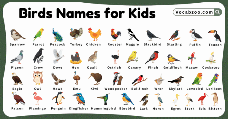 Bird Names for Kids in English with Pictures - Vocabzoo