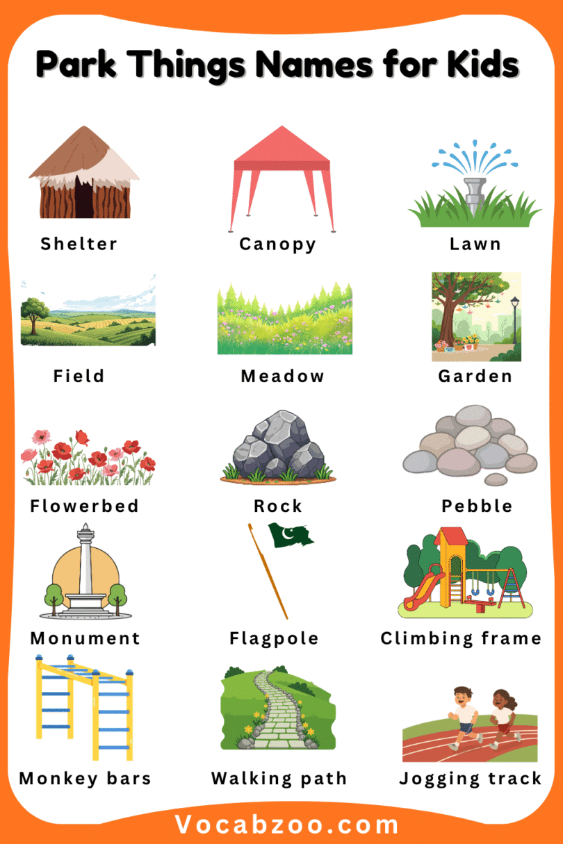 Park Things Names for Kids in English with Pictures - Vocabzoo