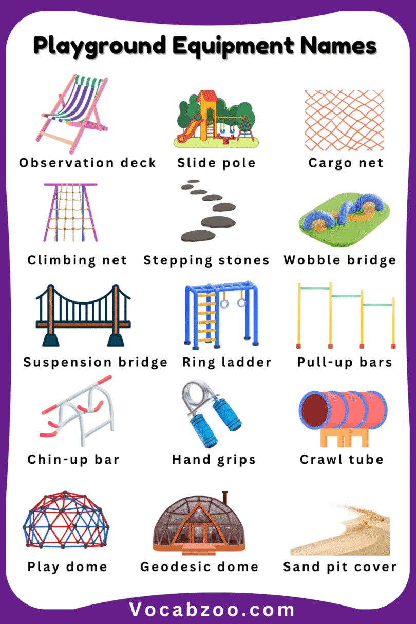Playground Equipment Names for Kids in English with Pictures - Vocabzoo