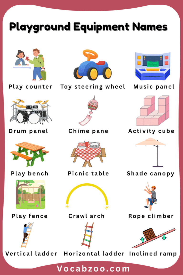 Playground Equipment Names for Kids in English with Pictures - Vocabzoo