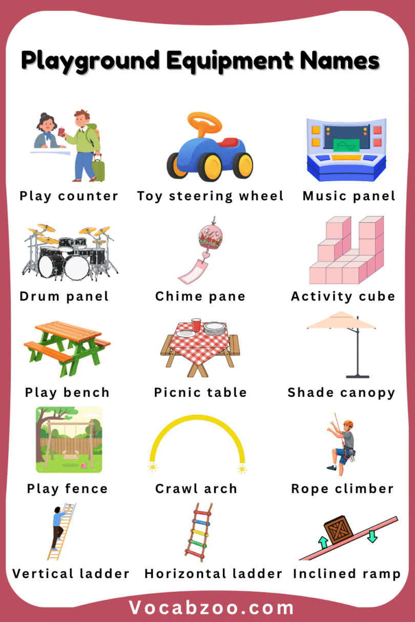 Playground Equipment Names for Kids in English with Pictures - Vocabzoo