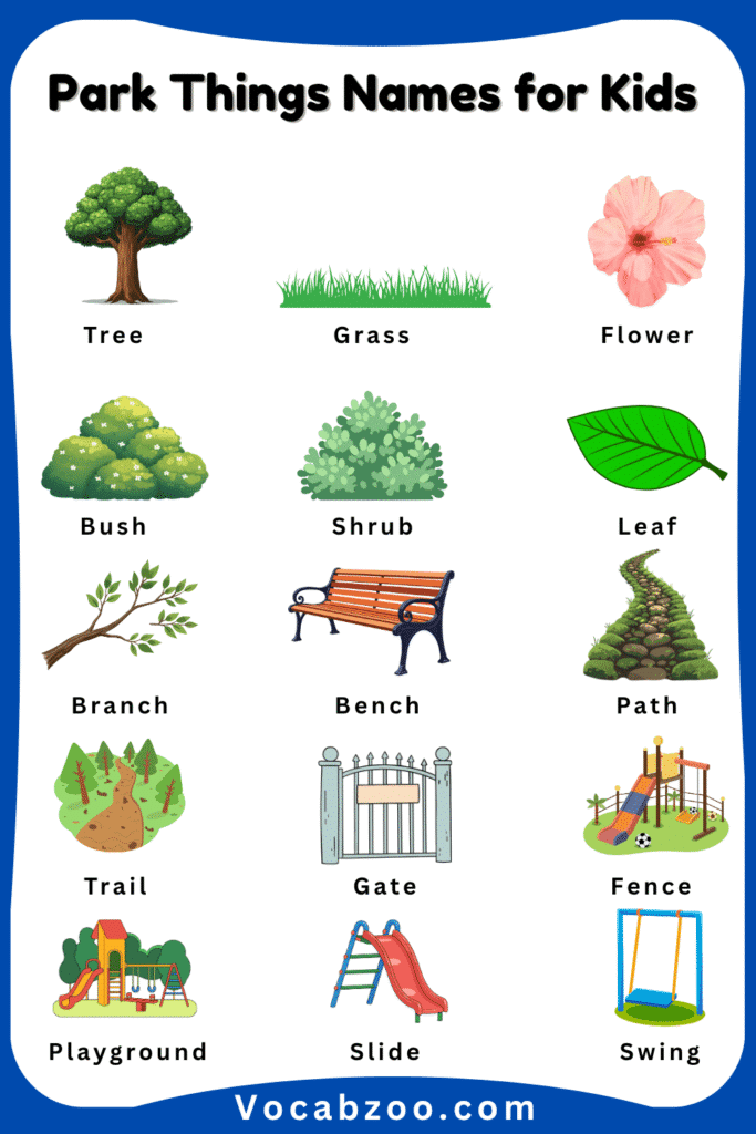 Park Things Names for Kids in English with Pictures - Vocabzoo