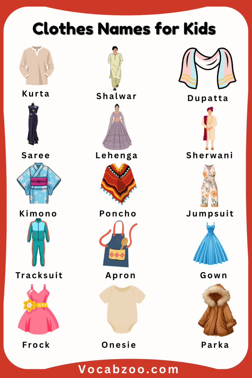 Clothes Names for Kids in English with Pictures - Vocabzoo
