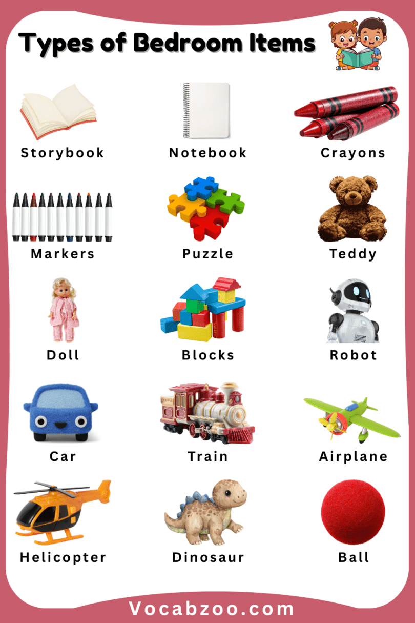 Bedroom Items Names for Kids in English with Pictures - Vocabzoo