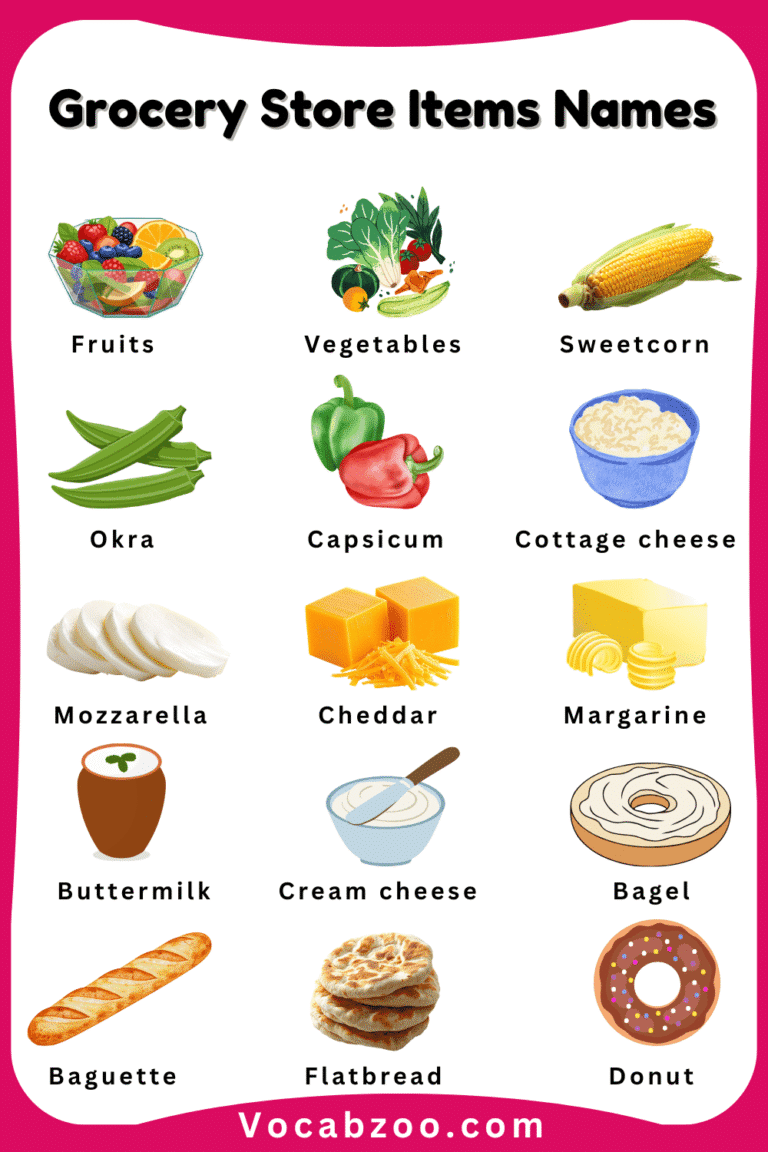 Grocery Store Items Names for Kids in English with Pictures - Vocabzoo