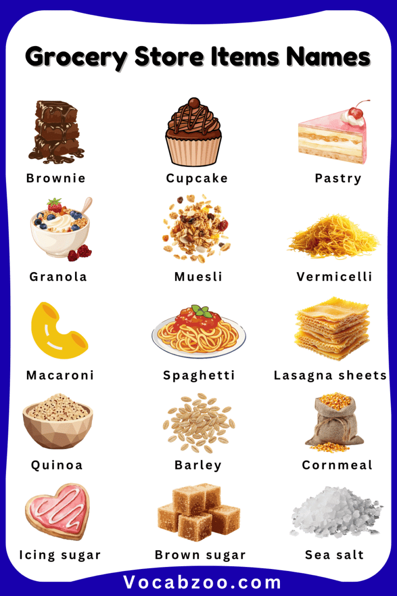Grocery Store Items Names for Kids in English with Pictures - Vocabzoo
