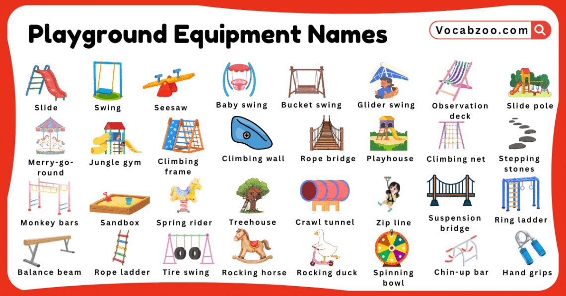 Playground Equipment Names for Kids in English with Pictures - Vocabzoo